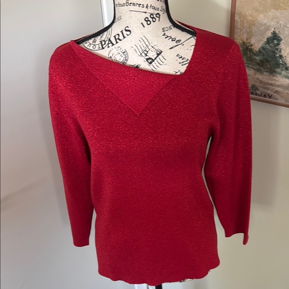 Rafaella | Sweaters | Rafella Sparkley Silk Blend Asymmetric Neckline ...